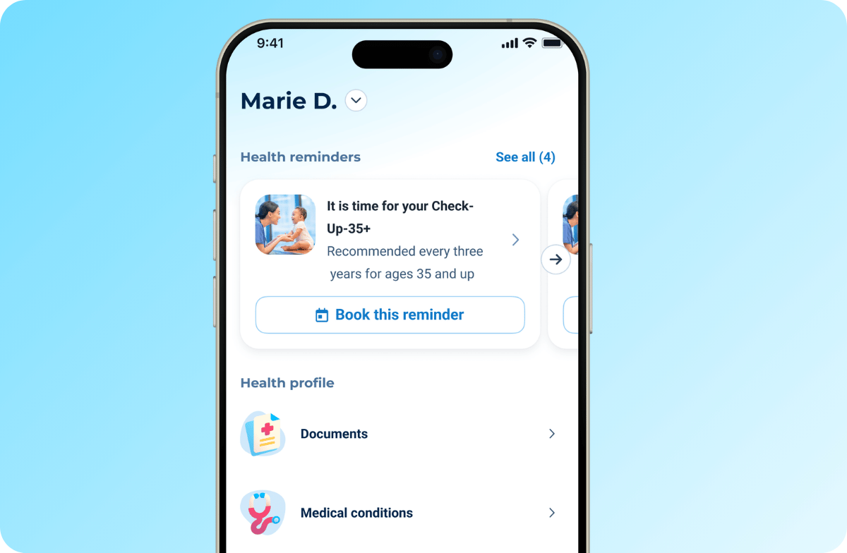 Health check up reminders & preventive care | Doctolib