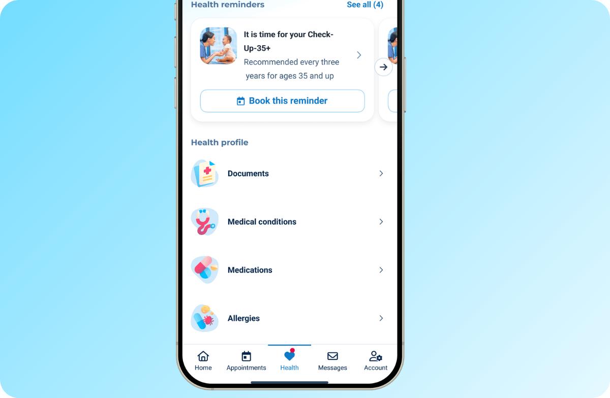 Health check up reminders & preventive care | Doctolib